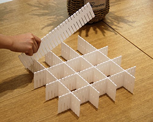 ESTAY DIY Plastic Drawer Dividers 8 Pcs Dresser Kitchen Office Drawer Organizer Accessories Underwear Tools Utensil Plastic Storage (White)