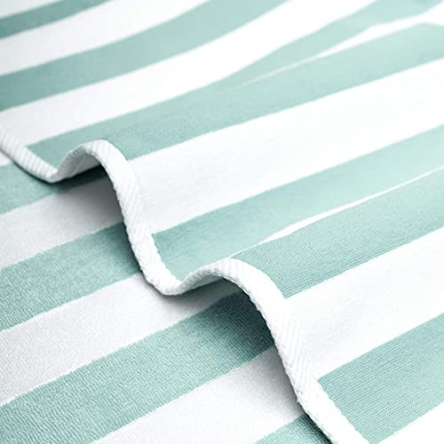 American Soft Linen Beach Towel, Cabana Striped 100% Cotton Pool Towels, 30x60 in Oversized Beach Towels, Soft Absorbent Sand Free Swim Towels, Mint Green