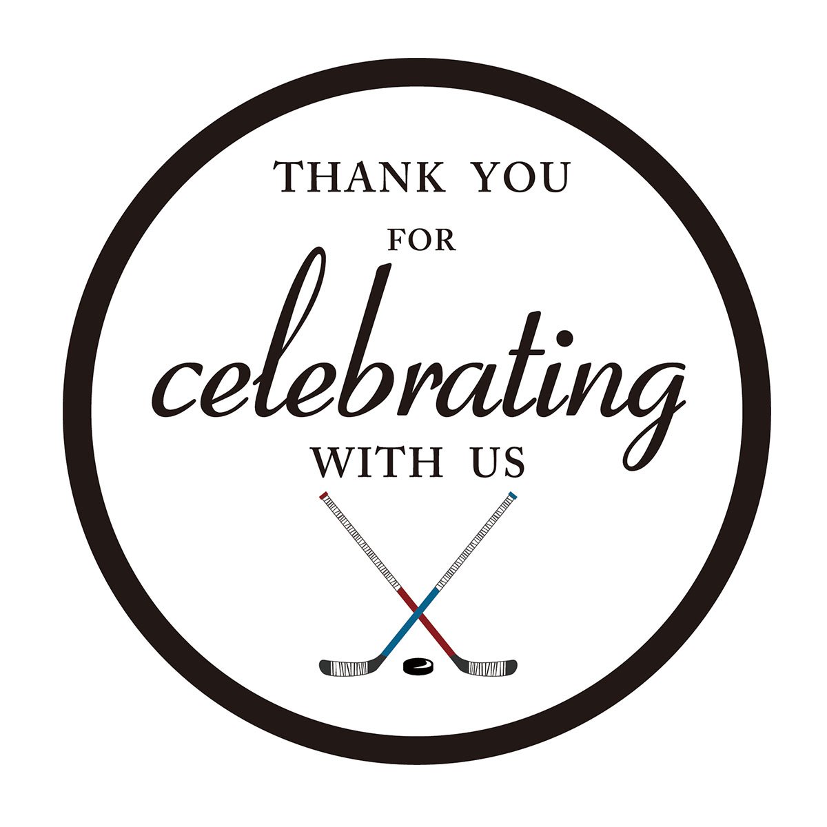 MAGJUCHE Hockey Thank You Stickers, Birthday Baby Shower Sticker Labels, Gifts, Decorations, 2 Inch Round, 40-Pack