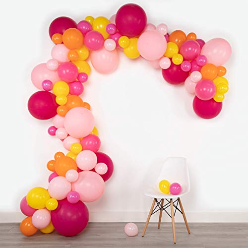 Lunar Bliss 16 ft Balloon Arch & Garland Kit | 100 Balloons, Pink, Fuchsia, Yellow | Birthday Party Decorations, Baby Shower (Pink Citrus)