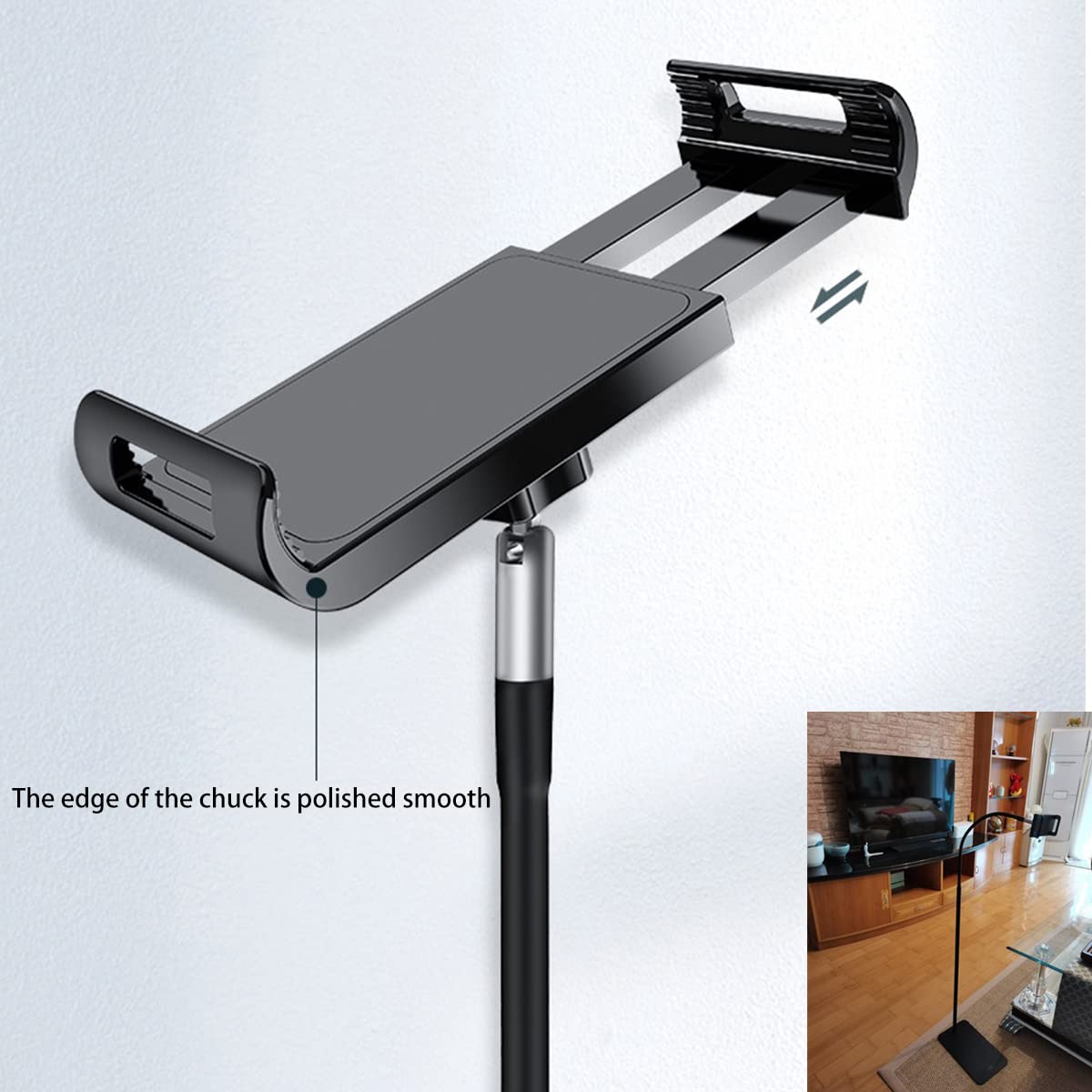 Viowey Gooseneck Phone Holder, Height Adjustable Tablet Floor Stand Holder Compatible with 4.6"- 12.9"Cellphone, Tablet, iPhone, iPad Pro Air Mini, Tablet, Kindle, 360° Rotation
