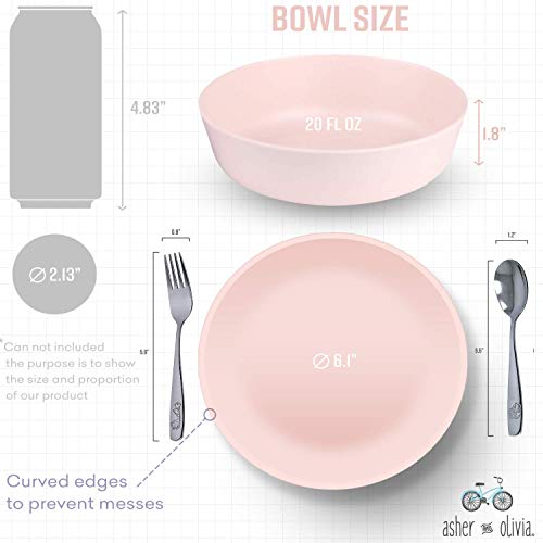 Bamboo Baby Bowl and Stainless Steel Silverware Set β (12-Piece) 4 Bamboo Bowls Kids, 4 Forks and 4 Spoons β Eco-Friendly BPA Free β Self Feeding Dishwasher Safe Baby Bamboo Bowl