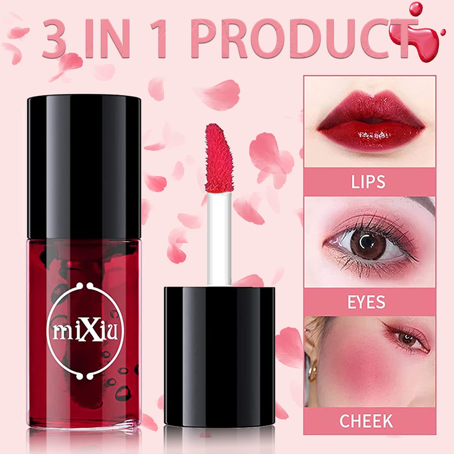 3 Colors Lip Stain Tint Set, Waterproof&Long Lasting Mini Liquid Lipstick Hydrating Moisturizing Lip Cheeks And Eyes,Natural Glossy Korean Lip Tint Stain Easy Application, Non-Stick(1#2#3)
