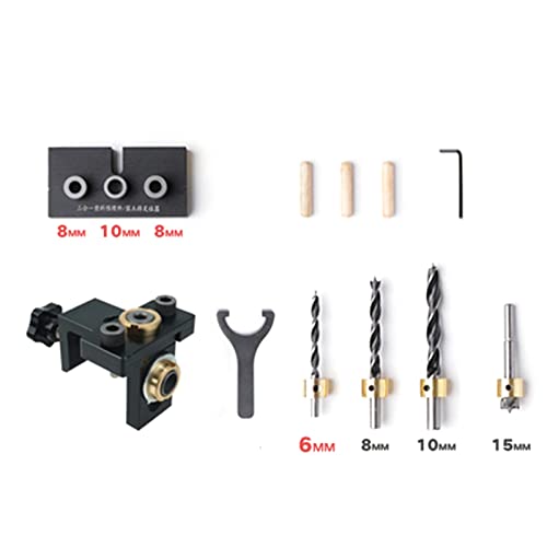 3 In 1 Drilling Locator Puncher Tool Doweling Jig Drill Kit With 8/10/15mm Hole Pocket Hole Jig Kit 3 Holes Joints Tools Woodworking Joinery Tool