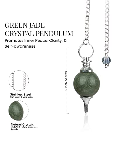 Green Jade - Dowsing Pendulum - Crystal Pendulums - Divination Tools - Healing Crystals - Celtic Pendulum - Scrying Crystal - Reiki Supplies - Crystal Gift