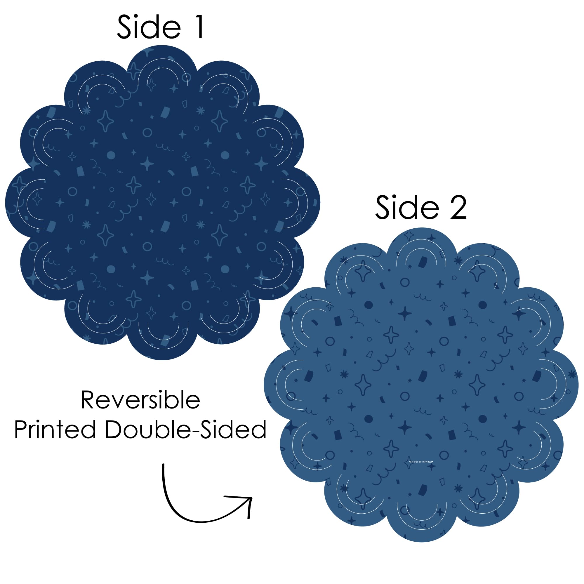 Big Dot of Happiness Navy Confetti Stars - Simple Party Round Table Decorations - Paper Chargers - Place Setting For 12