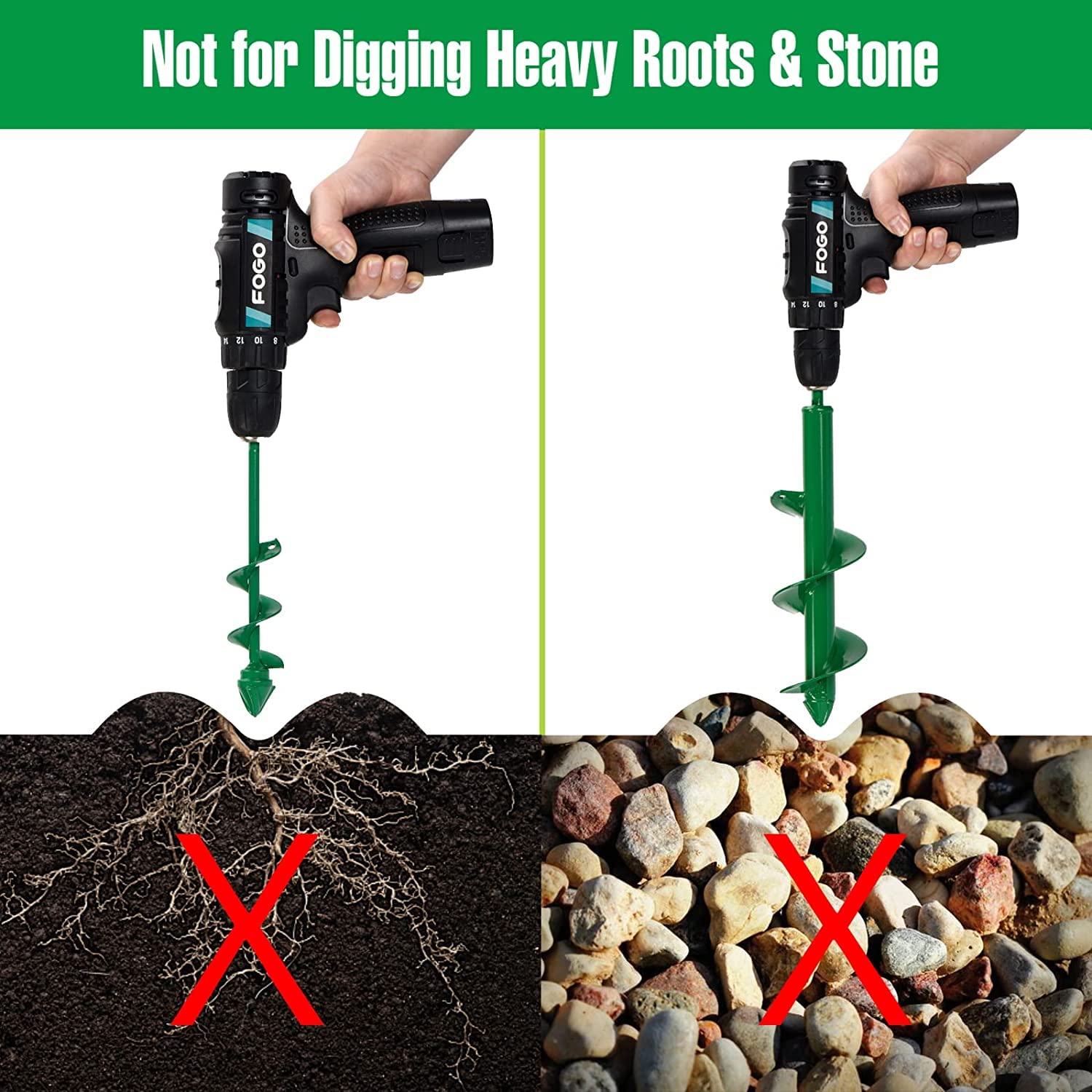 32" x 2" Extended Length Auger Drill Bit for Planting Bulb Flower & Bedding, Garden Plant Auger, No Need to Squat, Post Hole Digger for 3/8" Hex Drive Drill, Earth Auger Bulb Planter Tool