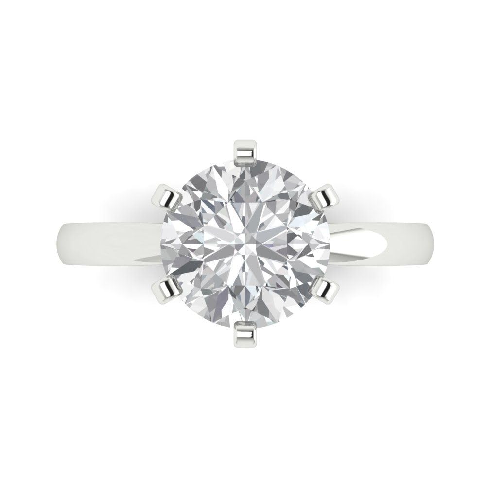 3 Ct Brilliant Round Cut Clear Simulated Diamond 14K White Gold Solitaire Engagement Promise Bridal Ring Size 9.75