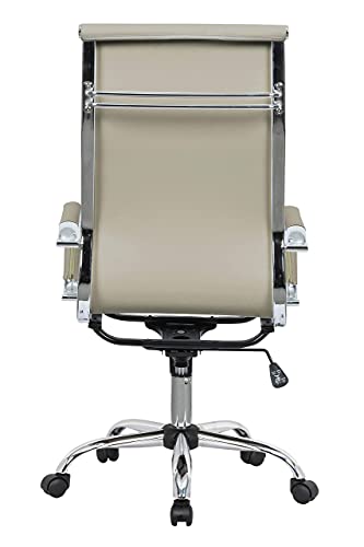 LeisureMod Harris Modern Adjustable Office Executive Swivel Chair Leatherette High-Back Task Office Chair (Tan)