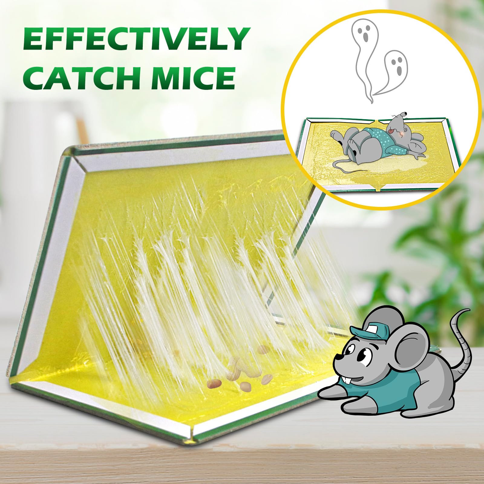Mouse Glue Traps,Rat Glue Traps,12 Pack Enhanced Stickiness Mouse Traps Traps Sticky Pad Board for House Indoor and Outdoor Rat