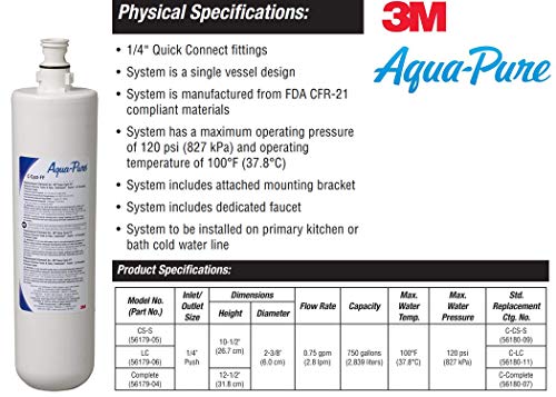 3M Aqua-Pure Under Sink Dedicated Faucet Replacement Water Filter Cartridge, for use with AP Easy Complete system