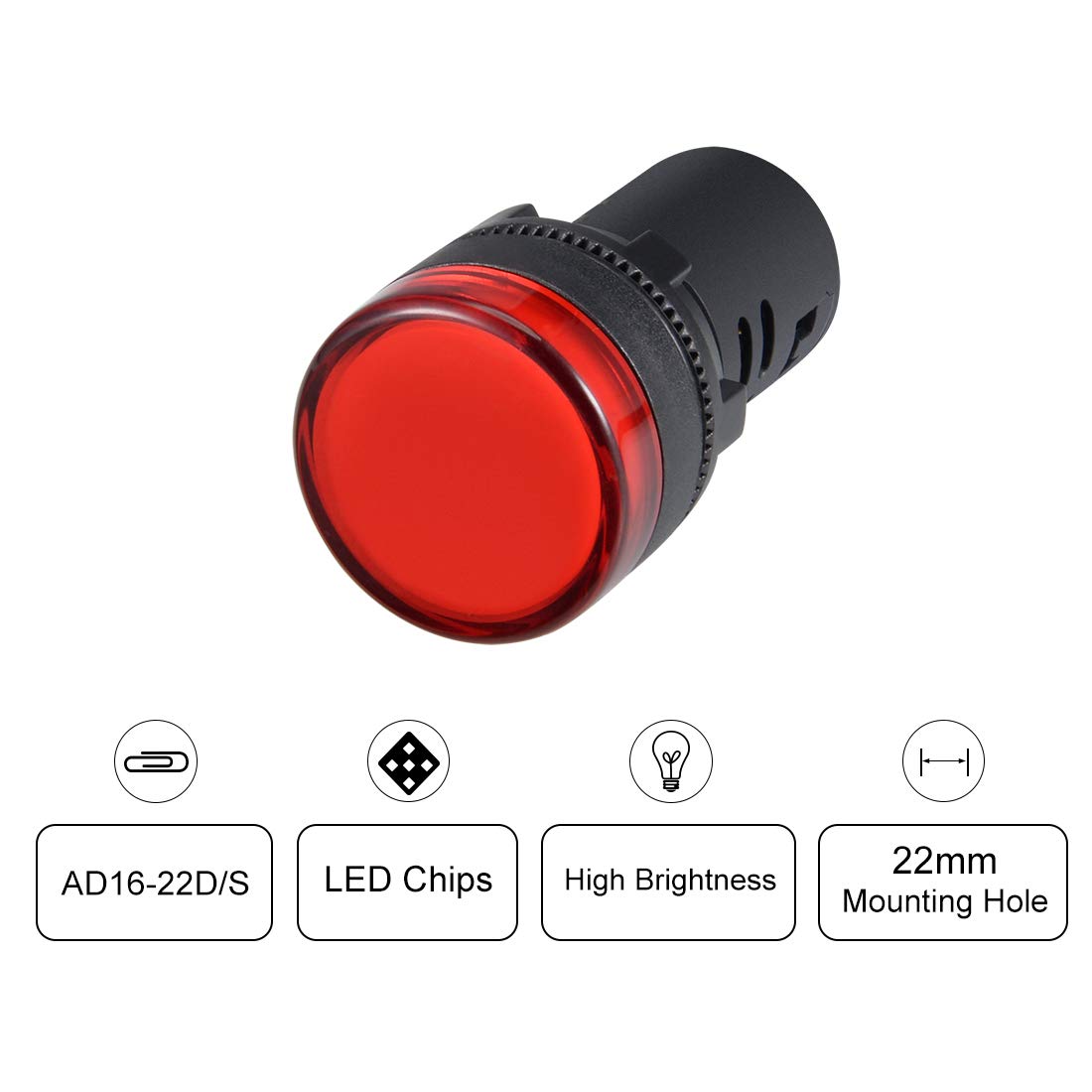 uxcell 3Pcs Red Indicator Light AC/DC 110V, 22mm Panel Mount, for Electrical Control Panel, HVAC, DIY Projects