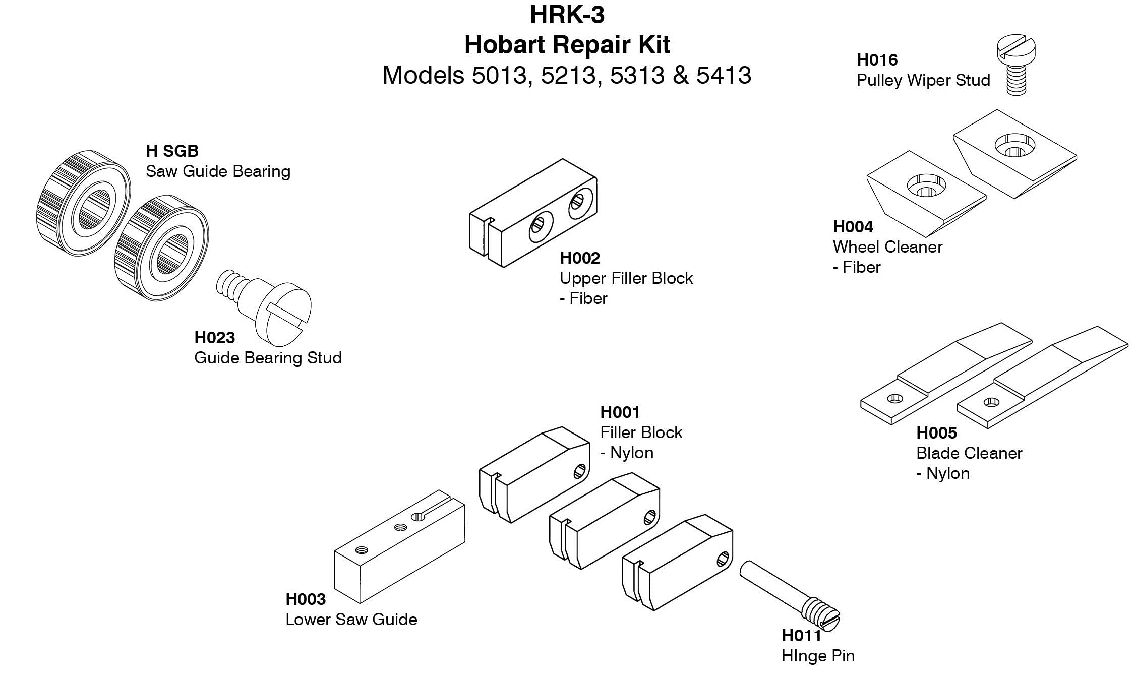 NBSLA Hobart Saw Repair Kit - HRK-3, Fits 5013, 5213, 5313, 5413 Saws