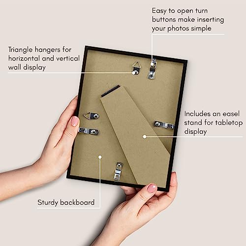 Americanflat 6x8 Picture Frame in Black - Set of 2 - Thin Border 4x6 Frame with Mat and 6x8 Frame Without Mat - Horizontal and Vertical Formats for Wall and Tabletop