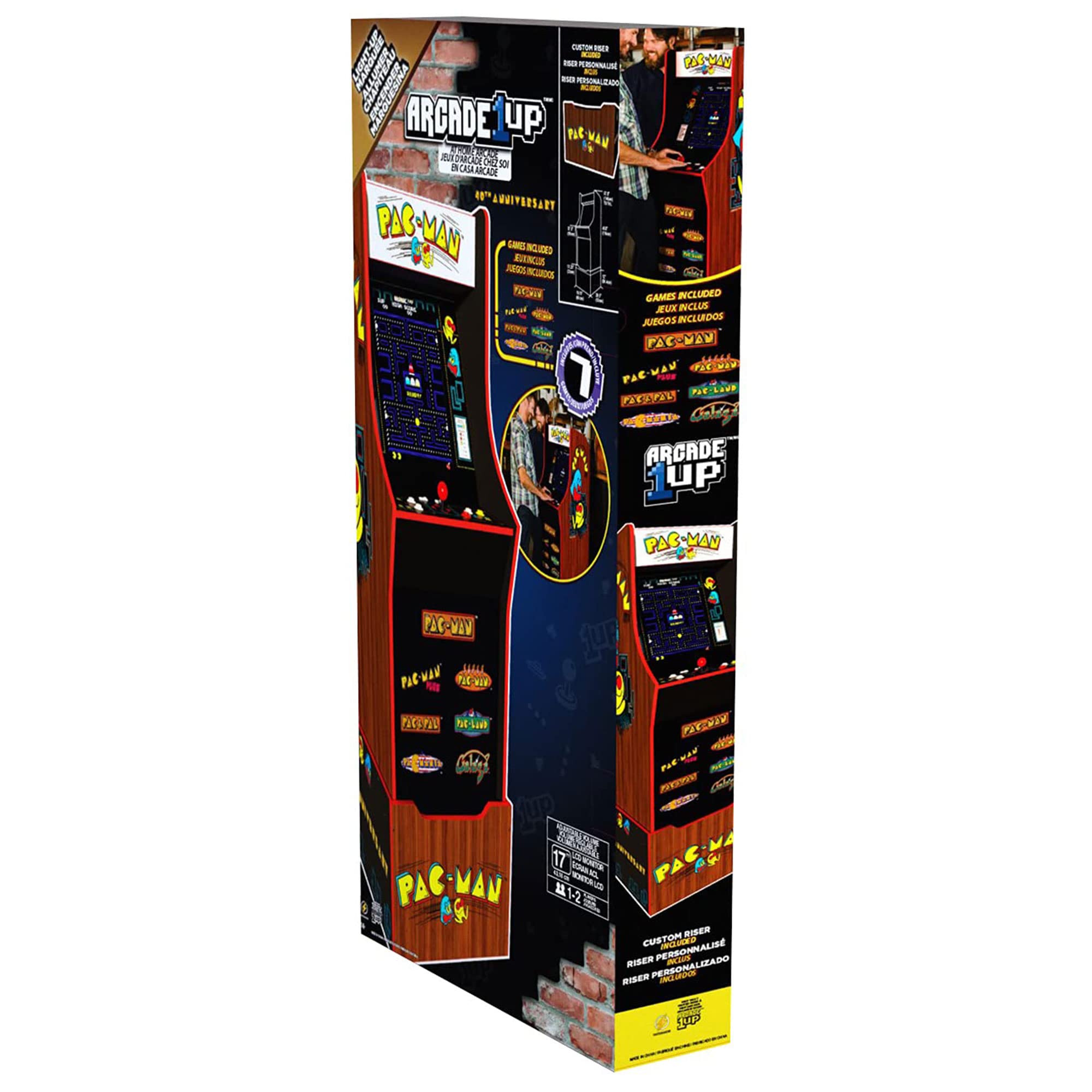 Arcade 1Up Arcade1Up Pac-Man 40th Anniversary Special Edition Arcade Game Machine with Marquee Riser and Stool - Electronic Games 815221021419
