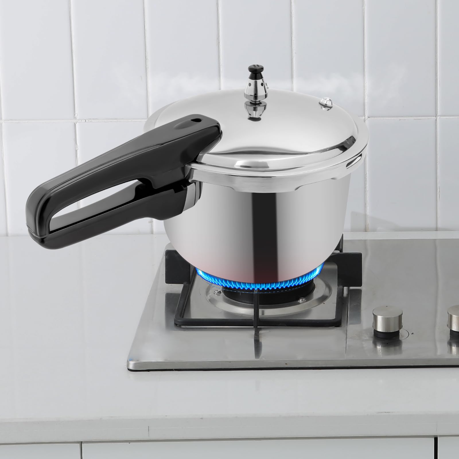 6.4 Quart Stainless Steel Pressure Cooker, Induction Compatible Thickened Pressure Stewing Pot, Compatible with Gas & Induction Cooker