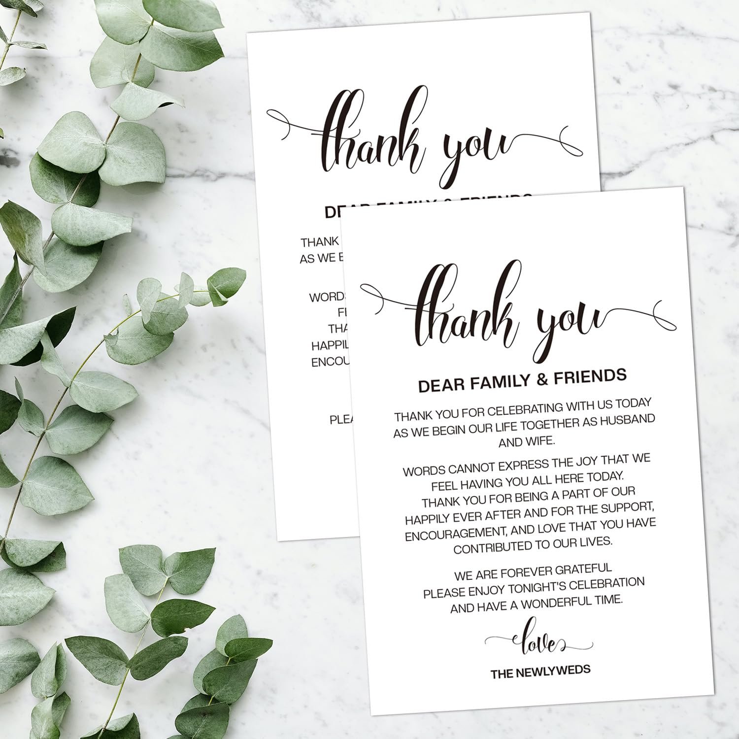 50 Wedding Reception Thank You Cards, Thank You Placecards for Weddings, Receptions, Rehearsals, Dinner Parties, Events, and Celebrations, Menu Place Setting Card Notes - Placement Thank You Notes.