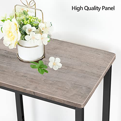 ALLOSWELL Bar Stools, Set of 2 Bar Chairs, Kitchen Breakfast Bar Stools with Footrest, 25.8" Dining Stools, Rectangular Industrial Bar Chairs, for Dining Room, Kitchen, Greige BAHG0101