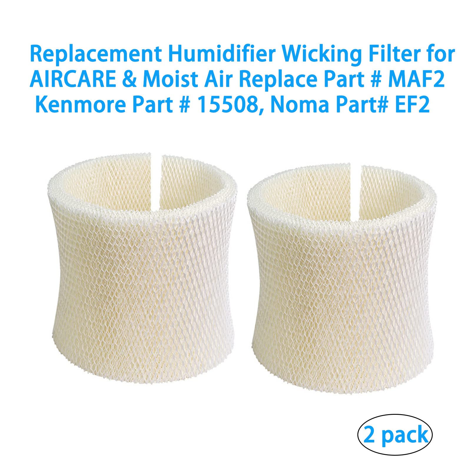 Bibolic MAF2 Replacement Humidifier Wicking Filter for Essick AIRCARE & Moist Air MA0800 MA0600 MA0601, Kenmore Part #15508, Noma Part# EF2 (2 Pack)