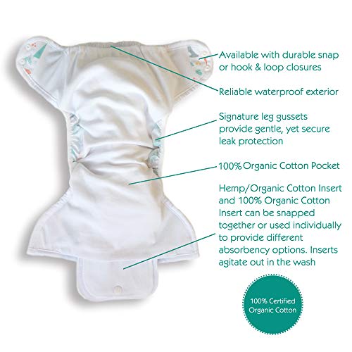 Thirsties Natural One Size Pocket Reusable Cloth Diaper, Snap Closure, Mountain Twilight