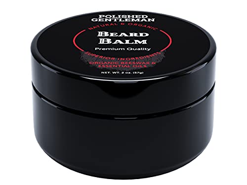 Beard Balm & Mustache Wax for Men - Beard Moisturizer with Organic Beeswax & Essential Oils - Hair Pomade & Hair Balm - Beard Polishes, Softener, Condition & Styling for Men's Grooming (2oz)