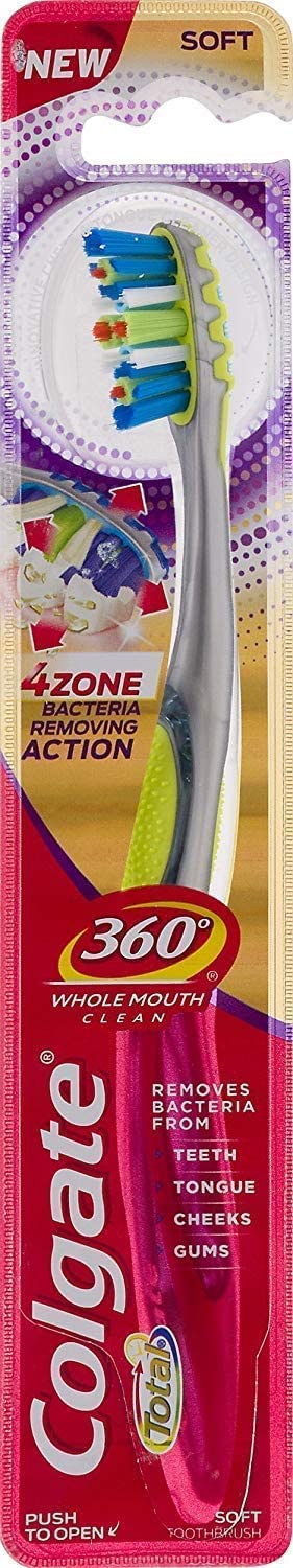 Colgate 360 4 Zone Whole Mouth Clean Manual Toothbrush, Soft (Pack of 3)