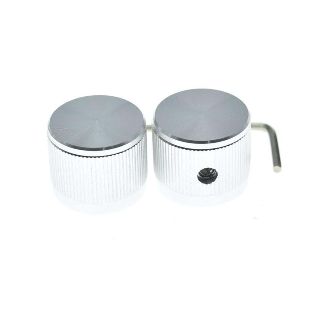 4-Pack 21 * 17mm Set Screw Style Aluminium Potentiometer Knobs 1/4" Universal Pots Knobs Control Knobs for Guitar/Bass/AMP Amplifier/Effect Pedal/Power Amplifier/Preamps/Audio Equipments Silver