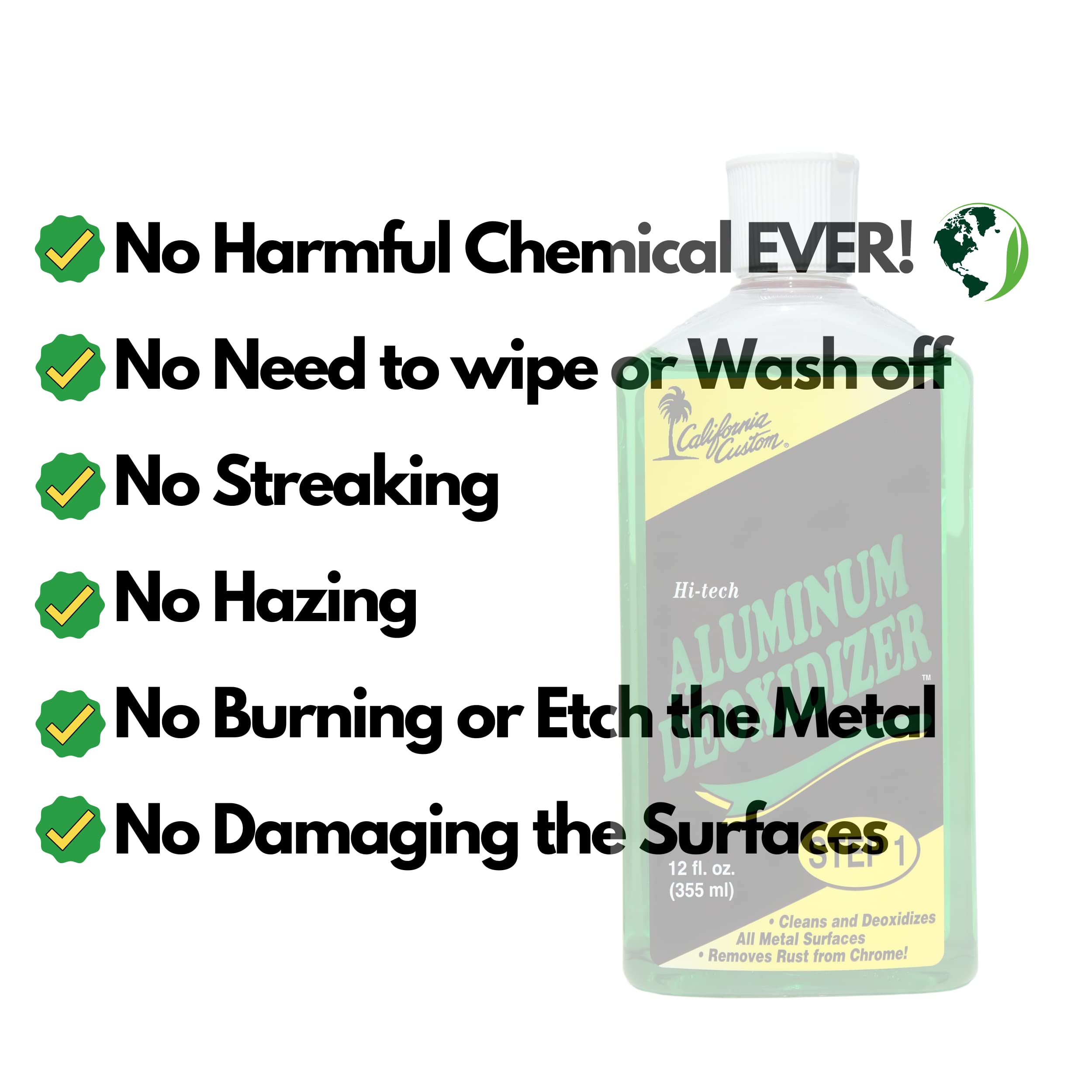 CALIFORNIA CUSTOM Products – Aluminum Deoxidizer 12oz, Cleans and Deoxidizes Metal Surfaces, Removes Rust, Body Shop Safe, Great for Aluminum, Brass, Copper, Chrome, Silver, Stainless & Gold.