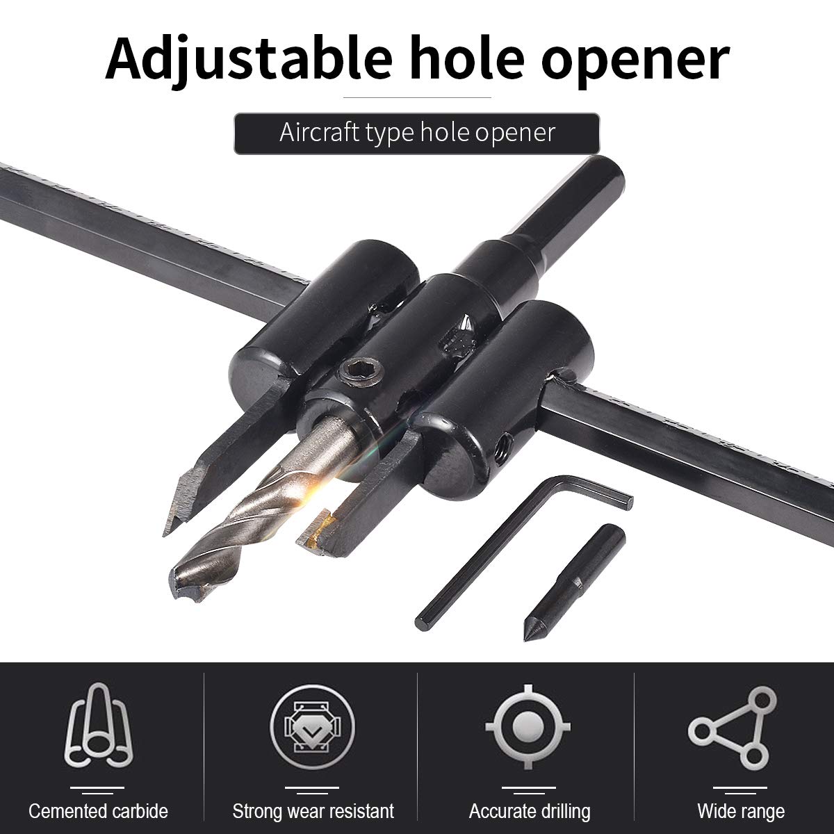 HOHXEN Adjustable Circle Hole Saw Cutter Woodworking Drill Bit,Adjustable 1-Inch to 12-Inches,Heavy Duty Wood DIY Tools(Cutting Diameter:30mm-200mm)