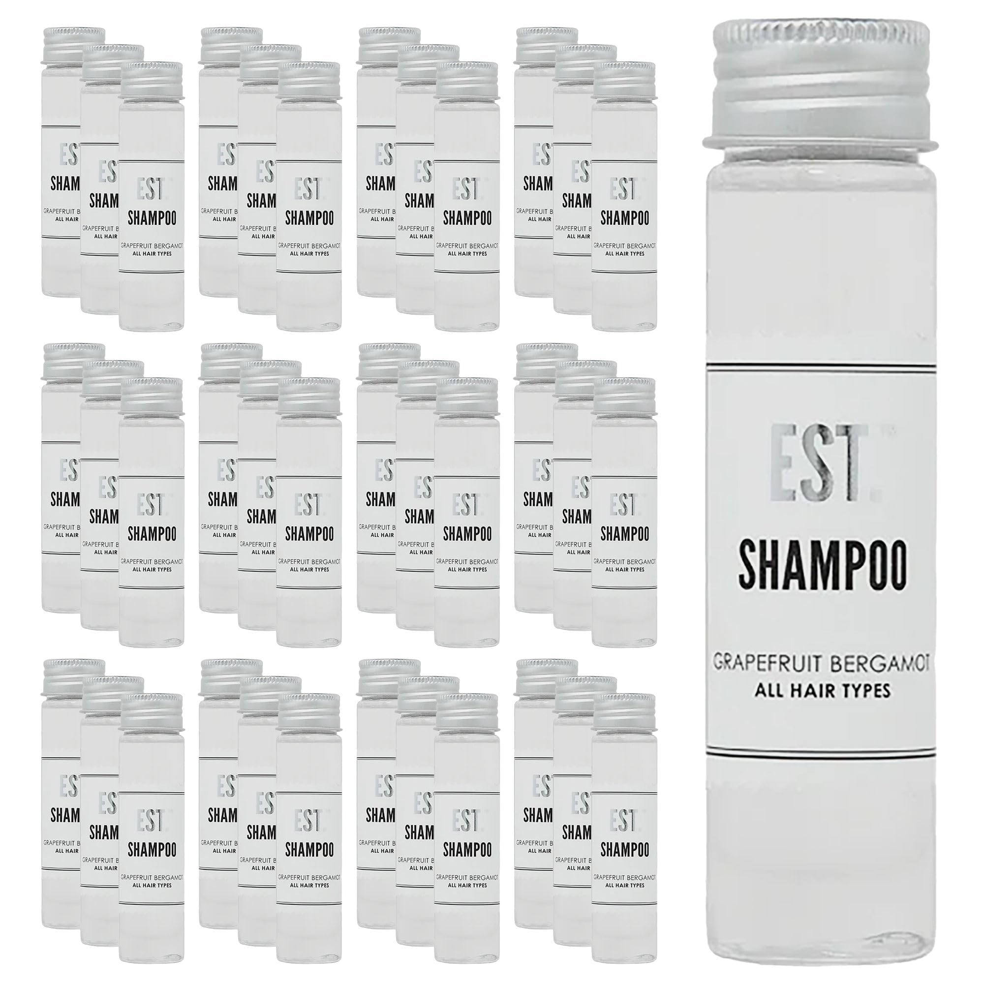 World Amenities EST. Shampoo with Grapefruit-Bergamot fragrance, Biodegradable/Recyclable Bottle with Screw Top, 1.41oz / 40ml, Pack of 48
