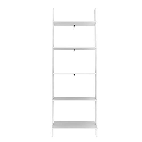 Manhattan Comfort Cooper Modern Home Office 5-Shelf Floating Ladder Bookcase, White