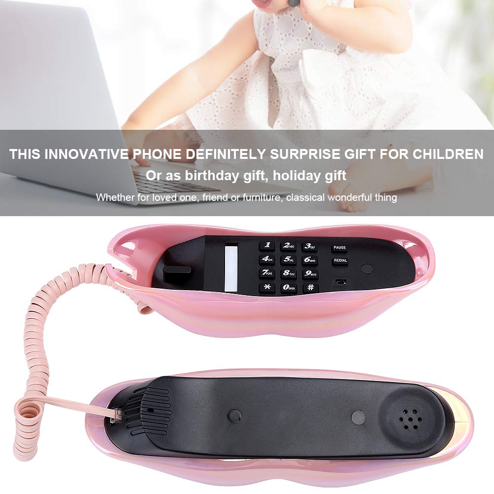 Corded Sexy Lip Telephone, Real Work Mouth Landline Phones, Wired Lip Phone for Decoration/Home/Office/Art Decor