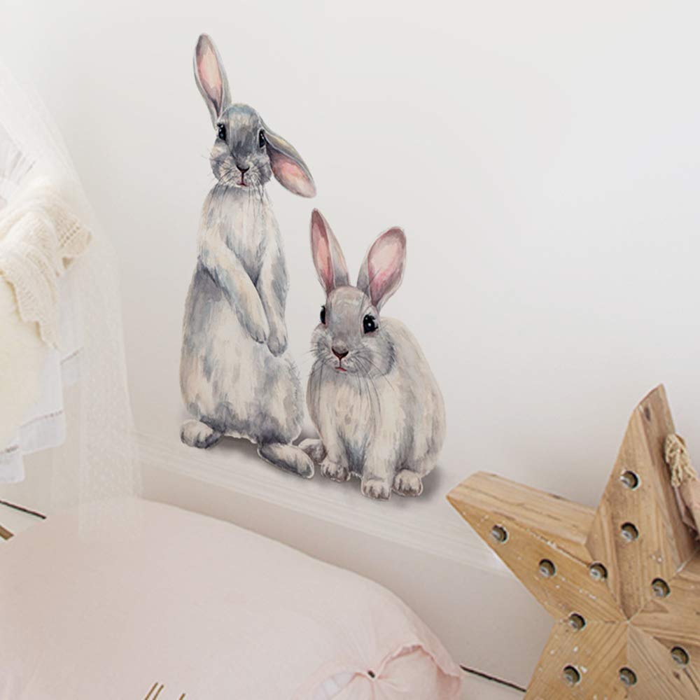 Rabbit Wall Decals Bunny Wall Stickers Vinyl Nursery Toddler Room Lovely Wall Decor Mural Bedroom Decoration DIY Decor for Girls Kids