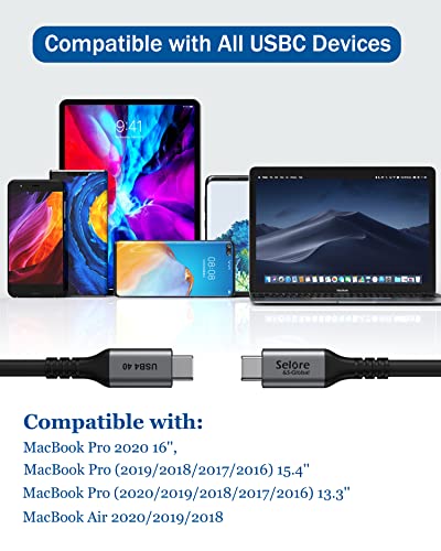 Selore&S-Global USB 4 Cable 6Ft/1.8M, 40Gbps USB C Cable,USB C Monitor Cable for Single 8K/Dual 4K, 100W USB C Charging Cable Compatible for USB 3/4 for Laptop,MacBook,Docking Station.etc