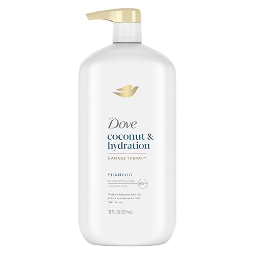 Dove Shampoo Coconut & Hydration Pack of 4 For Dry Hair Shampoo with Oil Blend of Coconut, Jojoba & Sweet Almond 31 oz