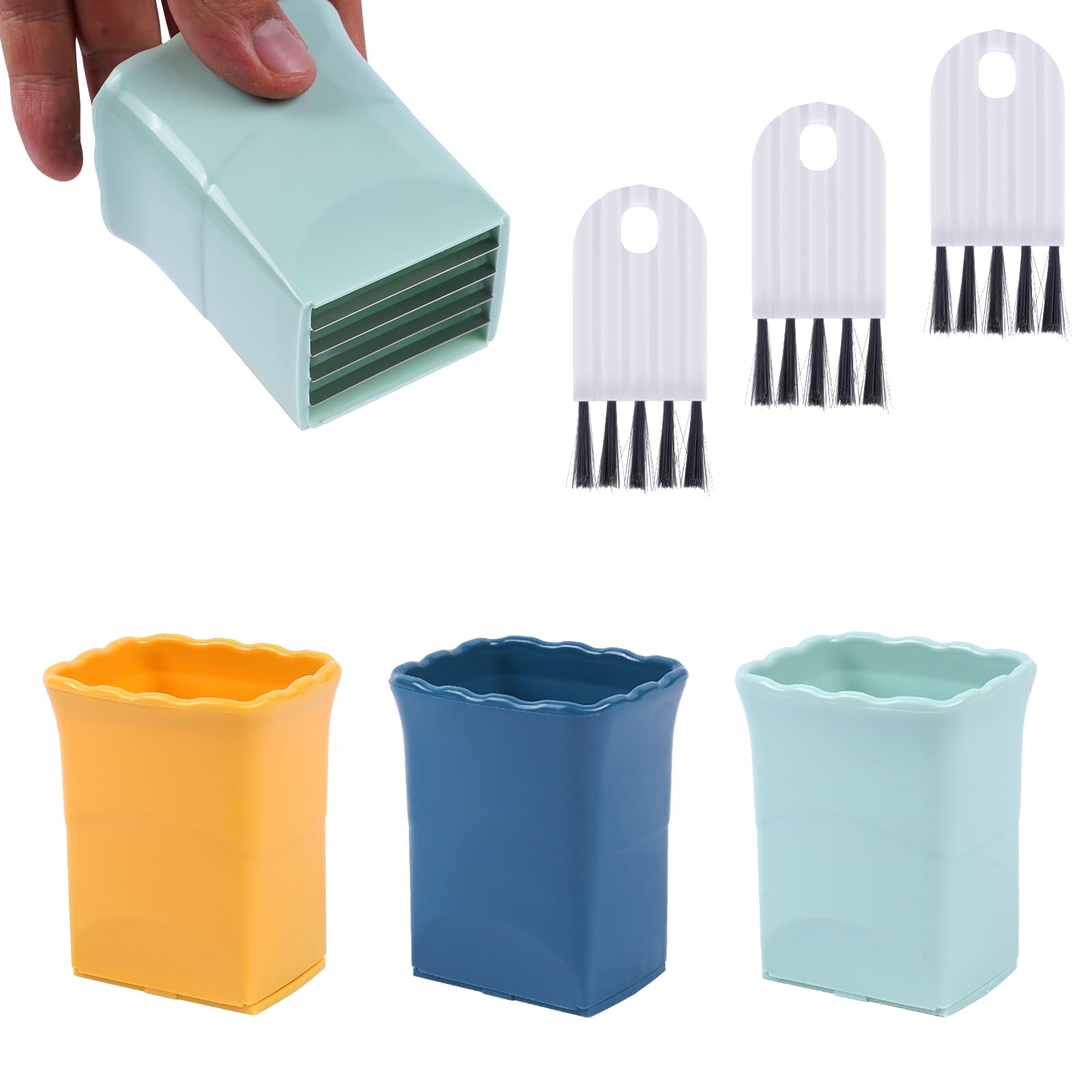 3PCS Cup Slicer with 3PCS Gap Cleaning Brushes,Egg and Fruit Cup Slicer,Strawberry Slicer,Cup Chopper for Banana, Quickly Making Fruit Vegetable Salad Creative Kitchen Gadget