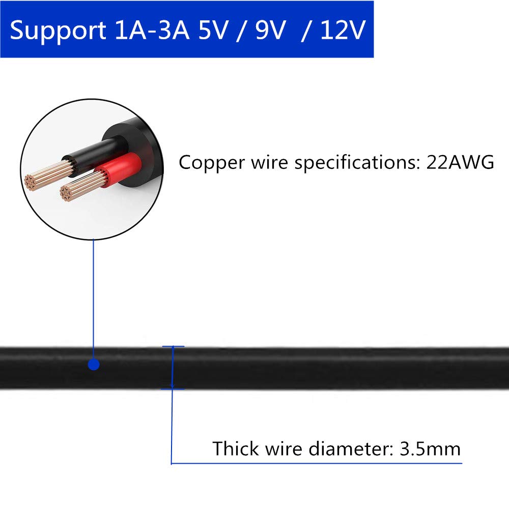 DZYDZR 5pcs 5.5mm x 2.1mm Y Splitter Cable 1 Female to 2 Male Splitter 2 Way DC Power Cable for LED Strip - CCTV Camera - Car - Monitors