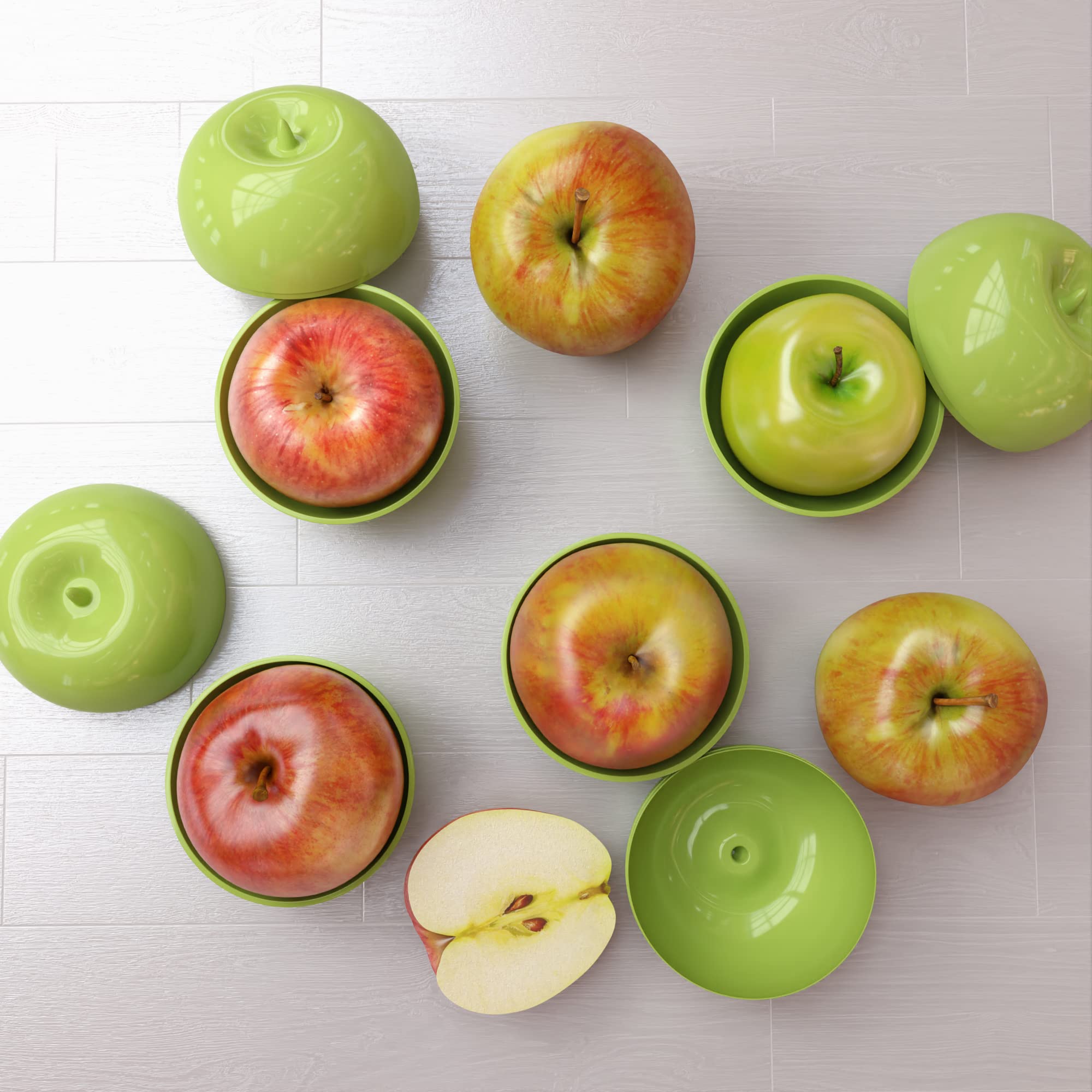 4 Pack Green Apple Plastic Containers With Lids-Apple Shaped Food Storage Containers-Snack Containers-Teacher Gift-Candy Jar-Containers for Parties Wedding Decorations-Ornament Storage Box