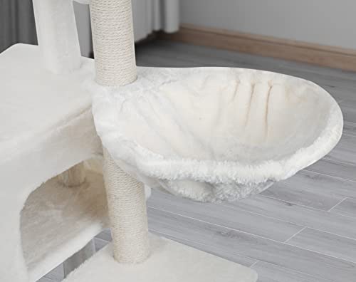 AIWIKIDE Cat Tree Has Scratching Toy with A Ball Activity Centre Cat Tower Furniture Jute-Covered Scratching Posts,Beige