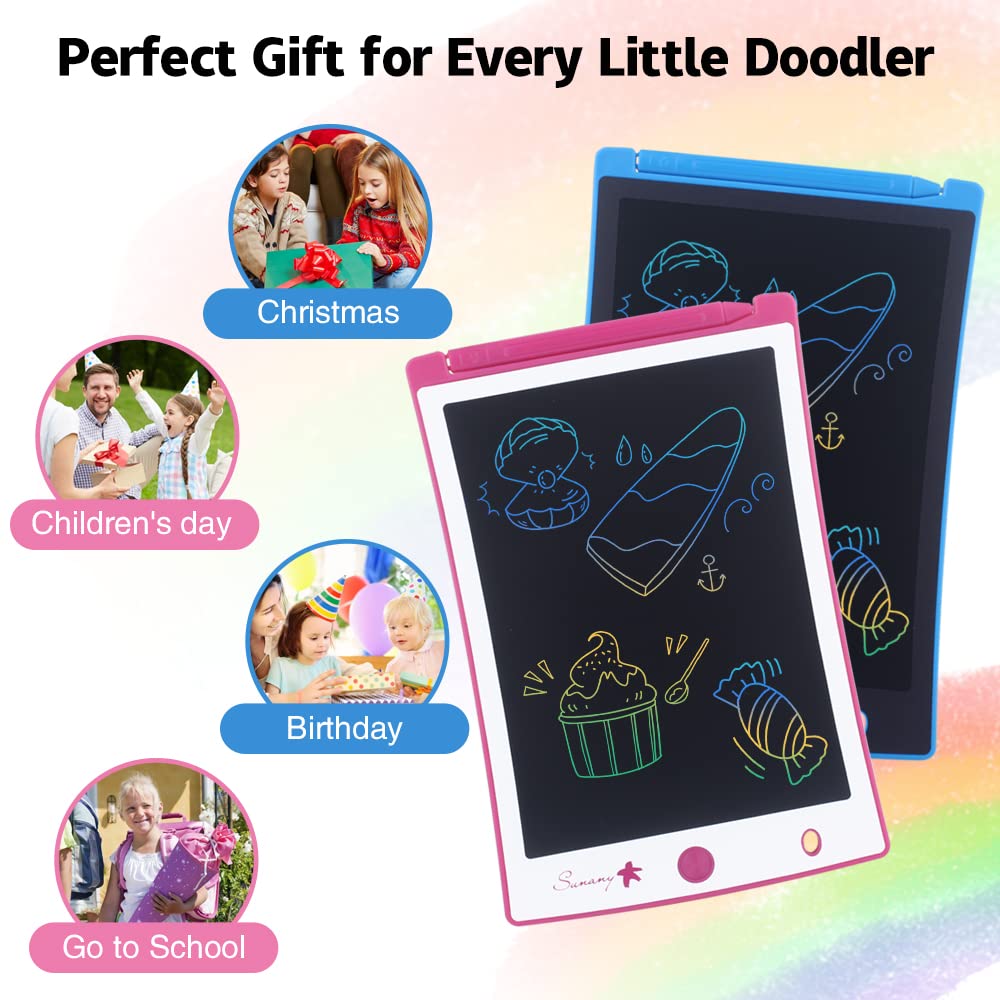 2 Pack 8.5 Inch LCD Writing Tablet,Boys Girls Toys Doodle Board Drawing Board Reusable Doodle Pad,Electronic Drawing Pad Toy for Kids Learning & Education Handwriting Aids (Pink and Blue)