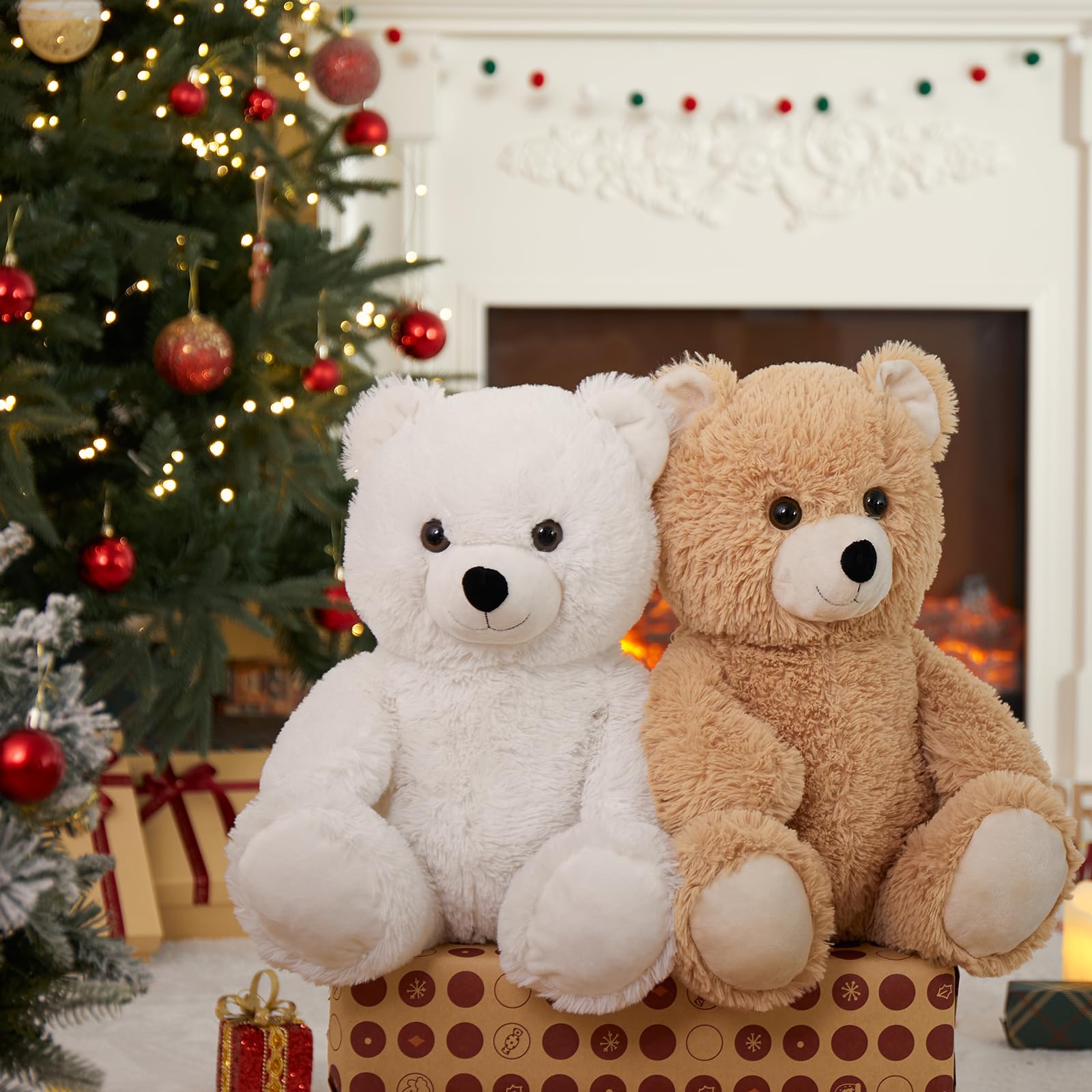 Tezituor Teddy Bear Stuffed Animal, Small 18 inch Teddy Bear Cute Plush Bear, Christmas Birthday Valentines Day Teddy Bear Gift for Girlfriend Girl Boy, Tan