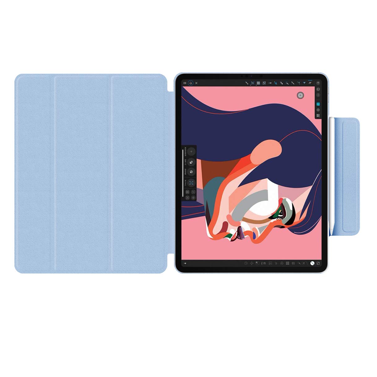 Aoub Case for iPad Pro 11 2022/2021/2020/2018, Rebound Magnetic Attachment Cover with Clasp [Supports Pencil Pairing & Charging], Ultra Slim Trifold Stand Smart Case for iPad Pro 11 inch, Light Blue