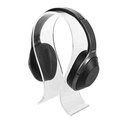 Geekria Clear Omega Headphone Stand for On-Ear Headphone, Gaming Headset Stand, Desk Display Hanger, Compatible with Bose, Marshall, Jabra, JBL, ATH, Sony, AKG, Sennheiser Headset (Clear)