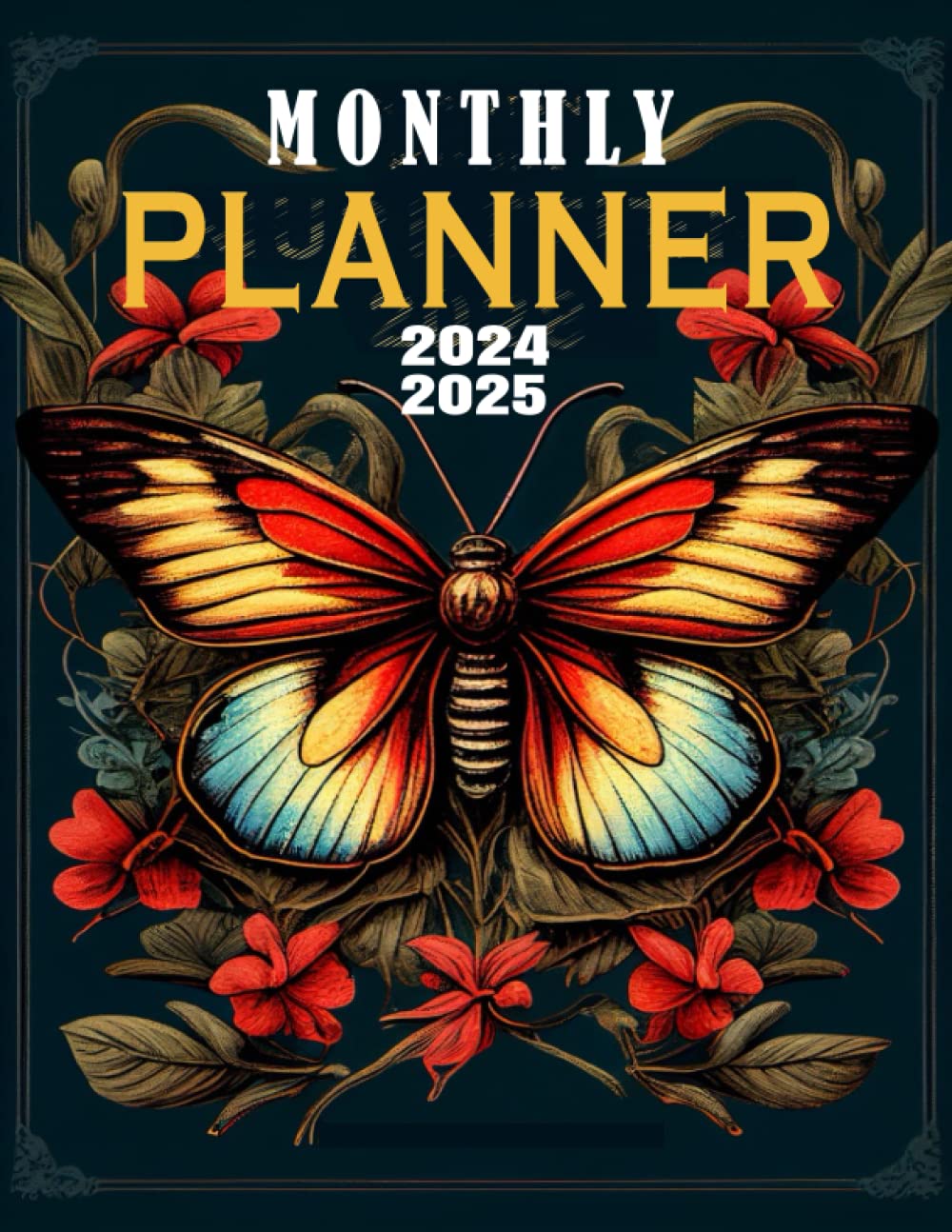 2024-2025 Monthly Planner: Stay on Top of Your Busy Schedule with Our Comprehensive Large Vintage Butterfly & Floral Two 2 Year Agenda Organizer Diary