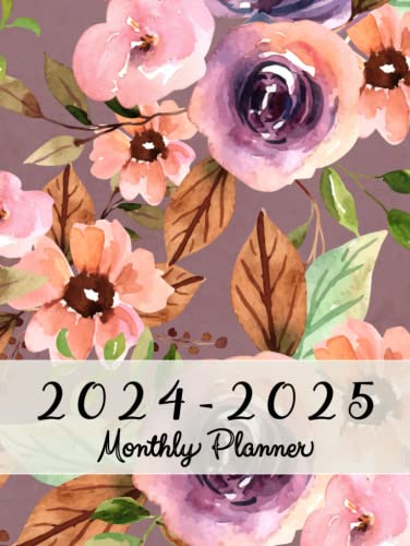 2024-2025 Monthly Planner Hardcover: Large 2 Year Calendar Monthly Planner January 2024 Up to December 2025 For To do list and Academic Agenda ... Organizer 2024-2025): Watercolor Flowers