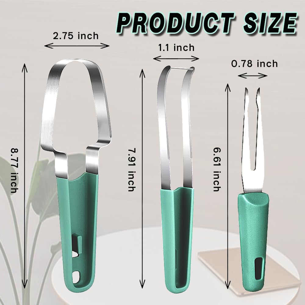 3-in-1 watermelon cutter slicer tool,watermelon knife stainless watermelon slicer watermelon fork ,fruit cutter slicer kitchen gadgets - Green