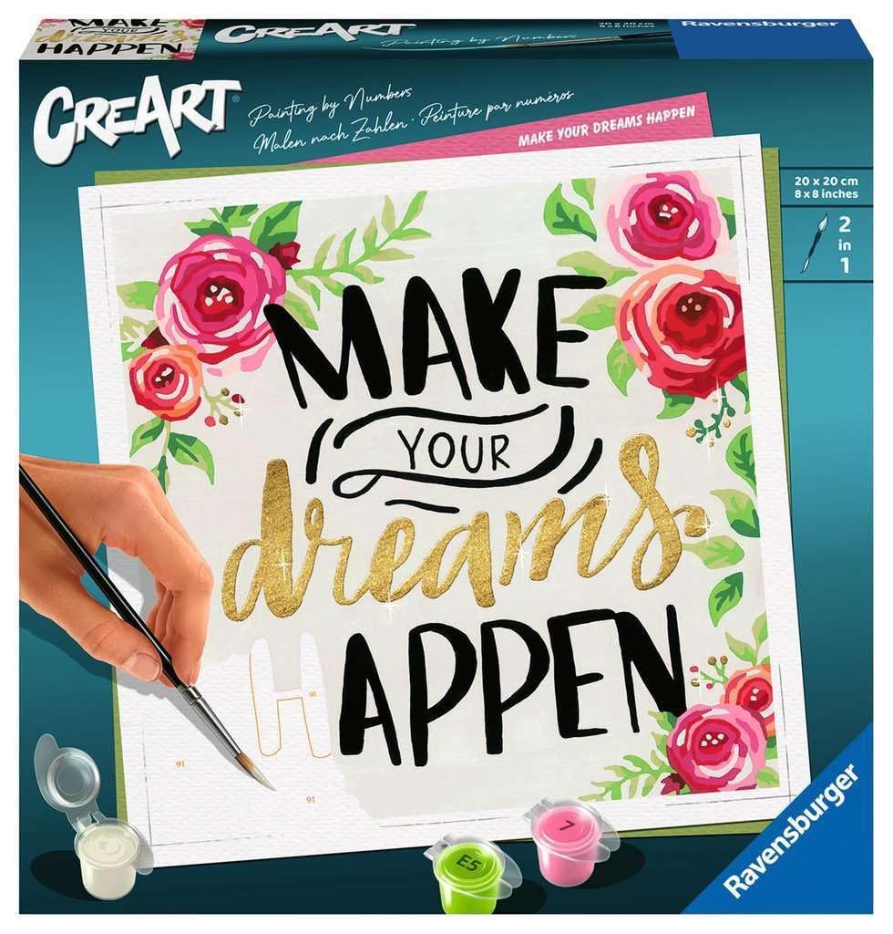 Ravensburger CreArt Make Your Dreams Happen Paint by Numbers for Adults 12 Years Up - Painting Arts and Crafts Set - Home Decor Accessories