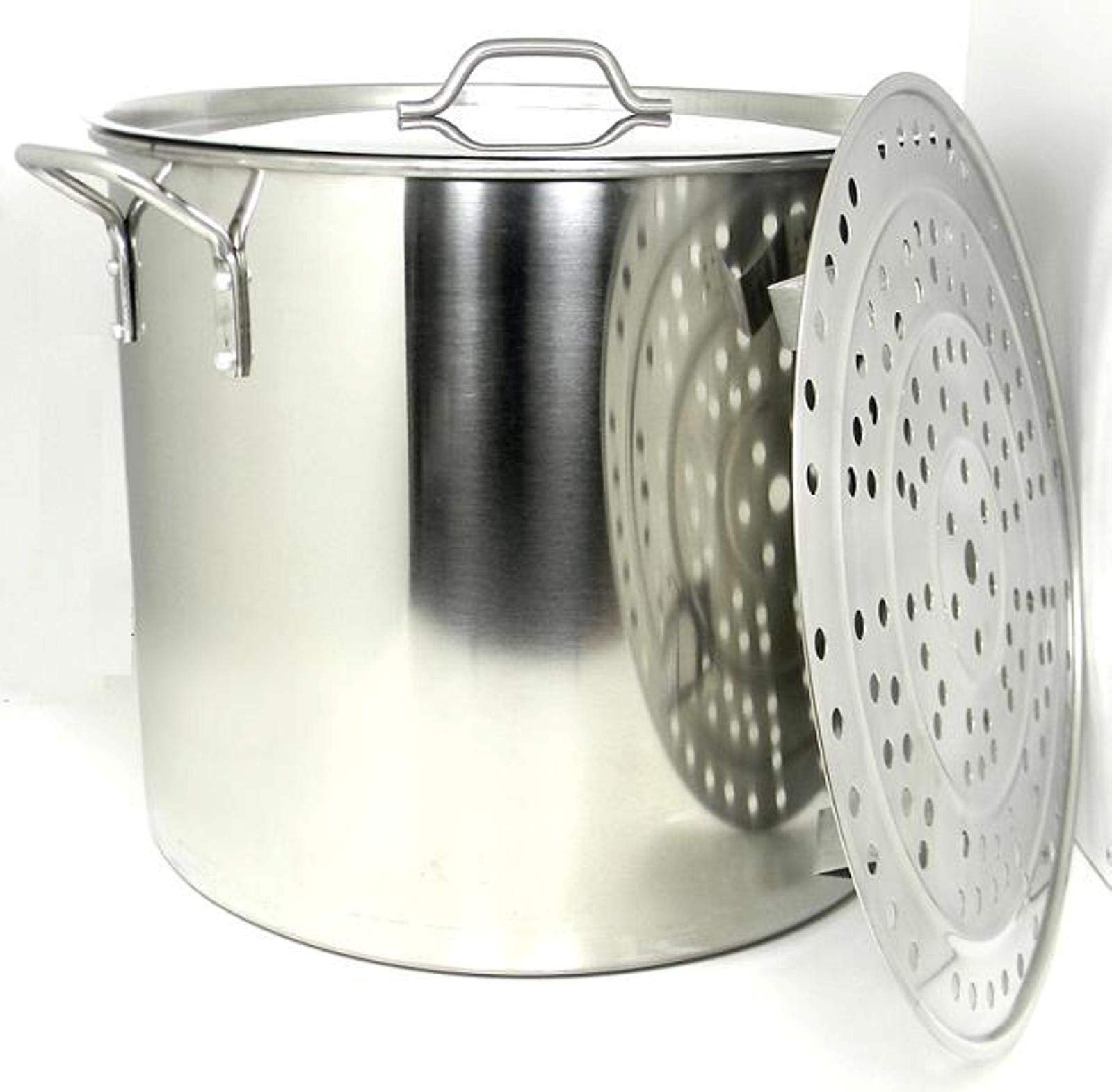 80 Quart Stainless Steel Stock Pot with Rack & Lid by Ballington