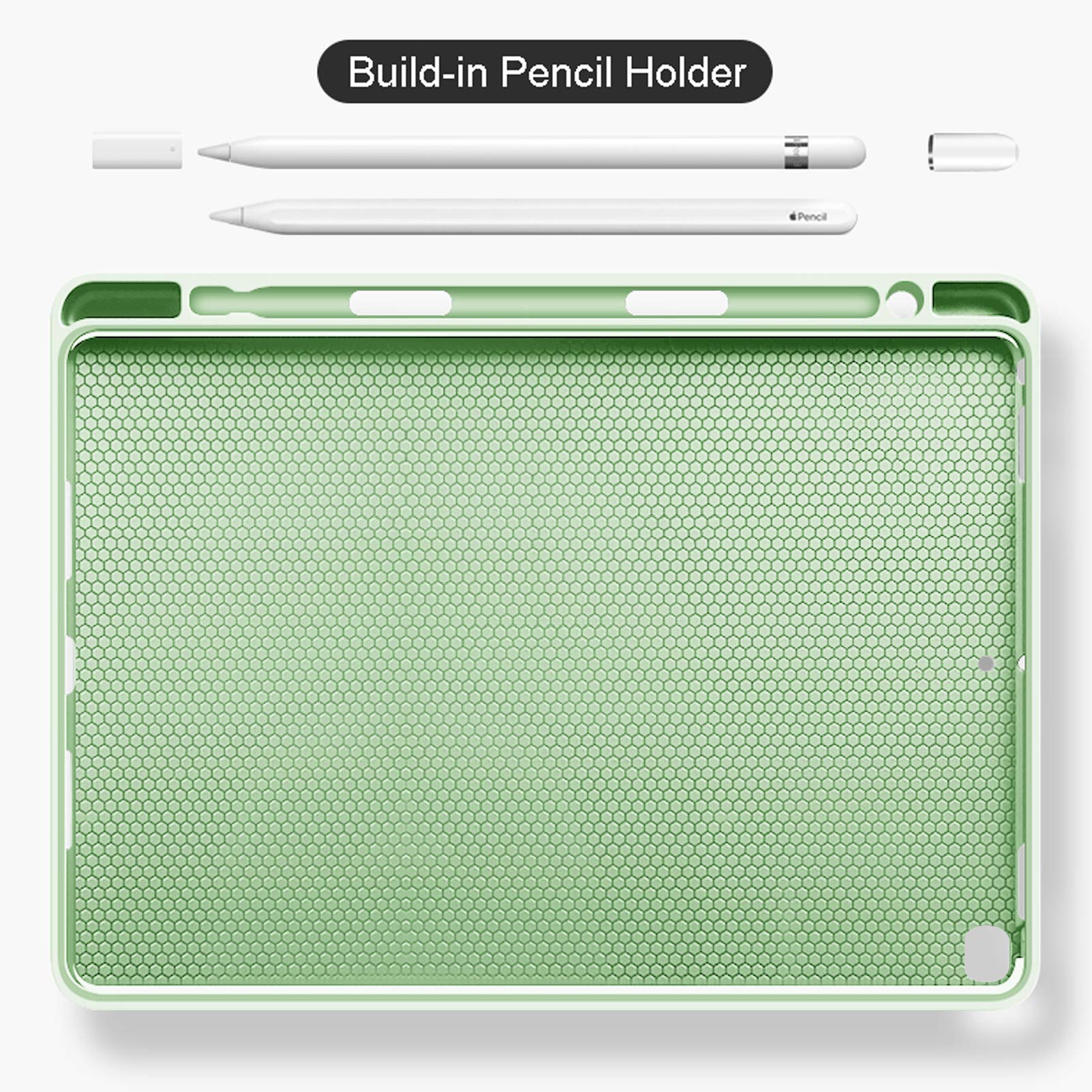 aoub Case for iPad 9th/8th/7th Generation 10.2 inch, Stand Folio Detachable Wireless Bluetooth Keyboard Cover Soft TPU Back Case with Pencil Holder for iPad 10.2 2021/2020/2019, Light Green