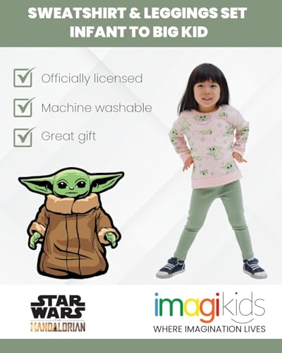 STAR WARS The Mandalorian The Child Toddler Girls Fleece Sweatshirt Legging Set Pink/Green 5T